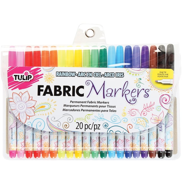 Tulip Fabric Markers Fine Tip Rainbow, Permanent, 20 Pack - Walmart.com