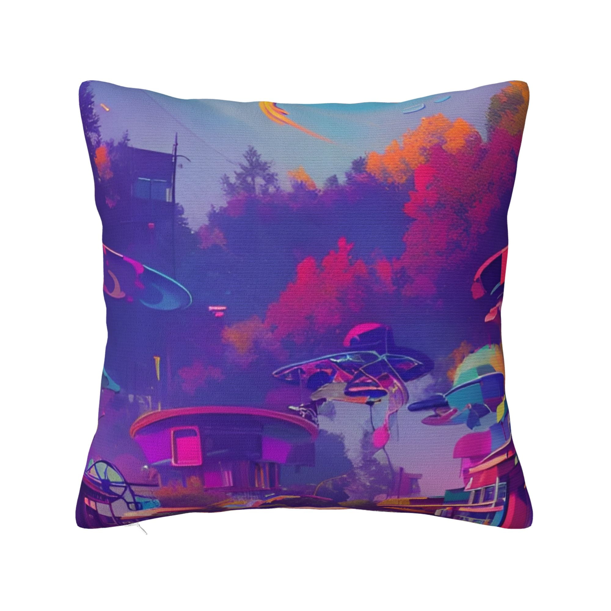 ZICANCN Cyberpunk Future Neon City Throw Pillow Covers, Bed Couch Sofa ...