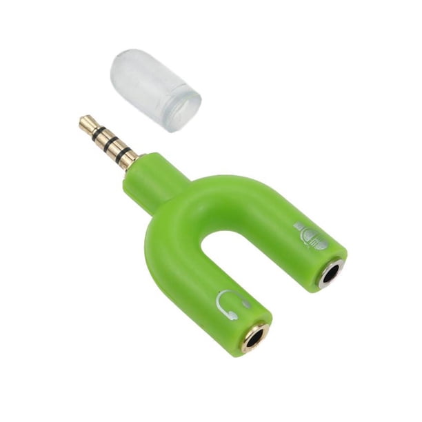 HEVIRGO 3.5mm Earphone Microphone Audio Splitter U Shape 1 to 2 Stereo ...
