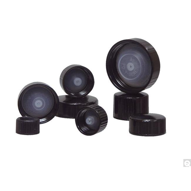 13-425 Black Ribbed Phenolic Cap with Polycone Liner - Pack of 16600 ...