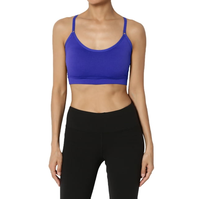 Themogan Womens Plus Removable Pad Cross Back Spaghetti Strap Bra Top