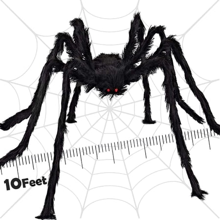 10ft Giant Spider Halloween Outdoor Decorations, Realistic Black Hairy ...