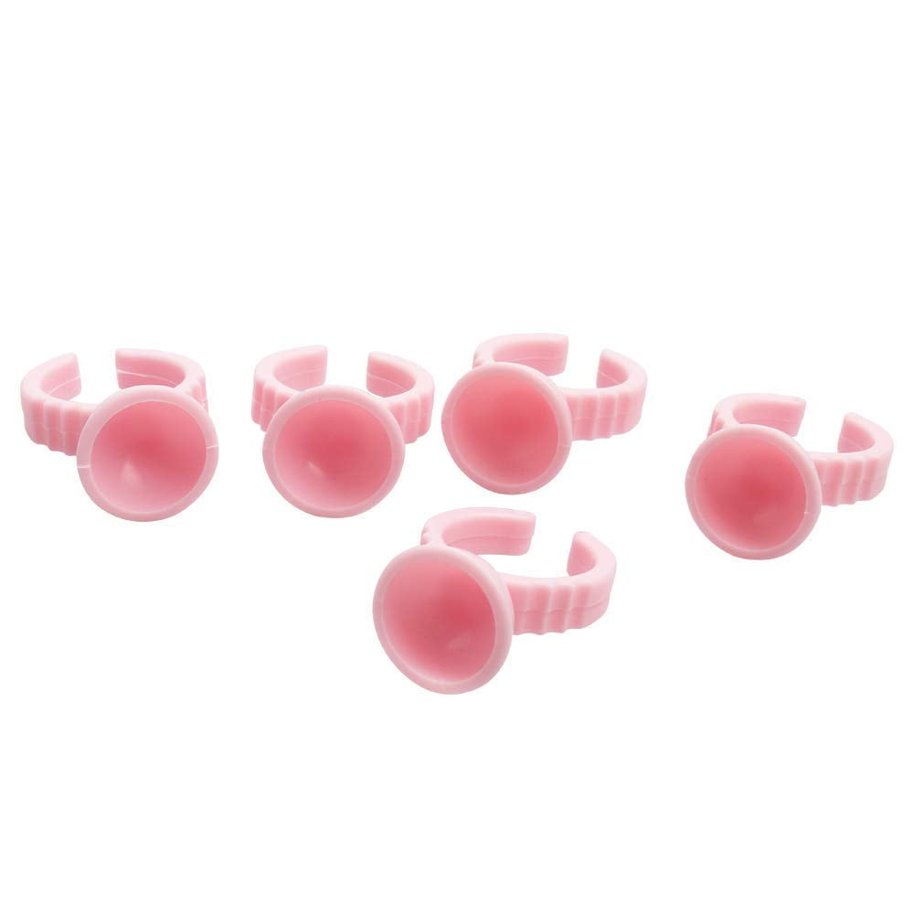 100 Pieces Pink Glue Rings Cup Rings Glue Rings Tattoo Rings Cups ...
