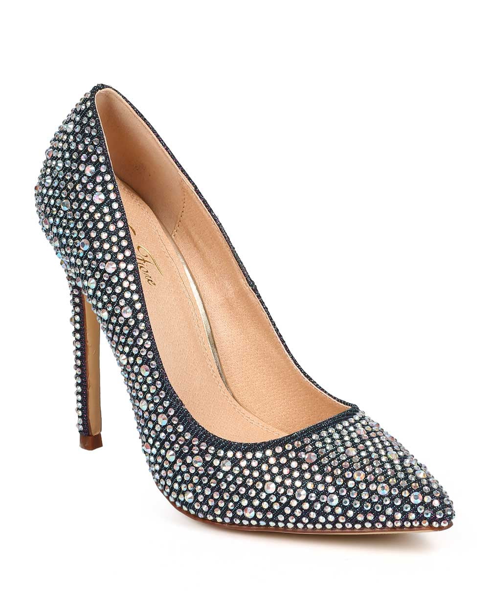 New Women Vigo Fiore Gisele-33 Glitter Pointy Toe Rhinestone Studded ...