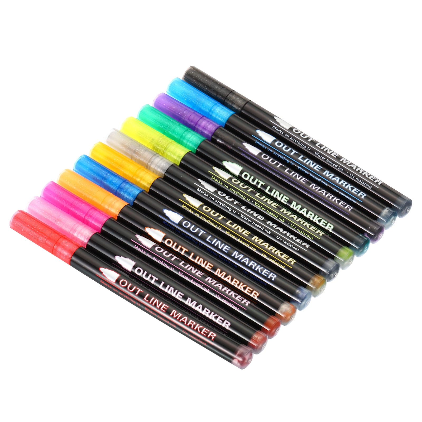 Uxcell Marker Pen Highlighter Pen Double Line Drawing Marker 12 Colors ...
