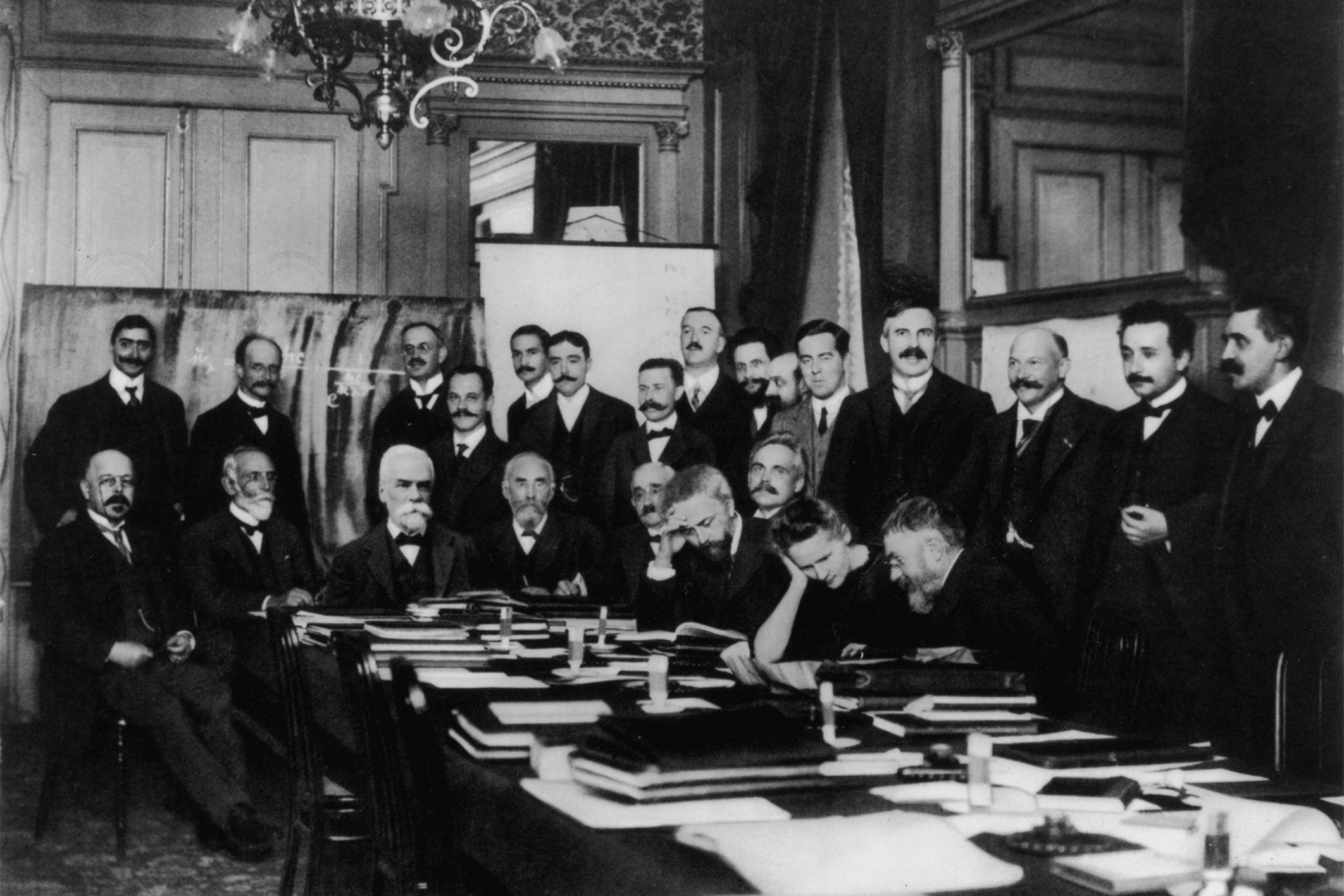 24x36 gallery poster, first Solvay Conference 1911, Marie Curie, Henri ...