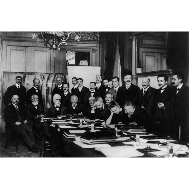 24x36 gallery poster, first Solvay Conference 1911, Marie Curie, Henri ...