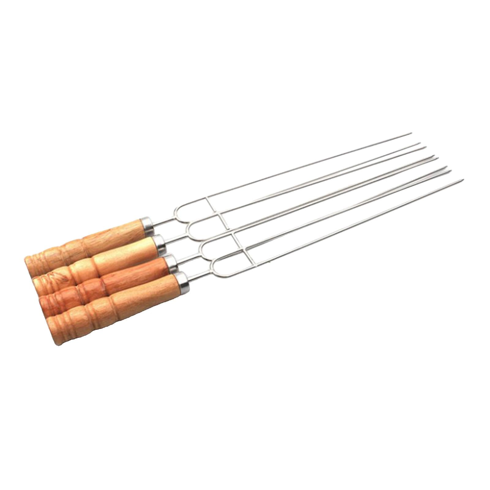 6 Pcs BBQ Barbecue Sticks Meat Skewers Kebab Wooden Handles Outdoor ...