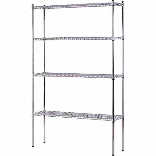 Muscle Rack 48"W x 74"H x 12"D, 4-Shelf Heavy Duty Chrome Wire Shelving ...