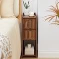 MIYZEAL Narrow Walnut Nightstand, 23.62" Tall Small Bedside Table with ...
