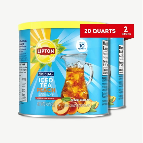 Lipton Zero Sugar Peach Iced Tea Mix, 10 Quarts, pack of 6 - Walmart.com