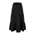 Xiuh Womens High Waist Ruffle Midi Skirts Solid Color Pleated A Line