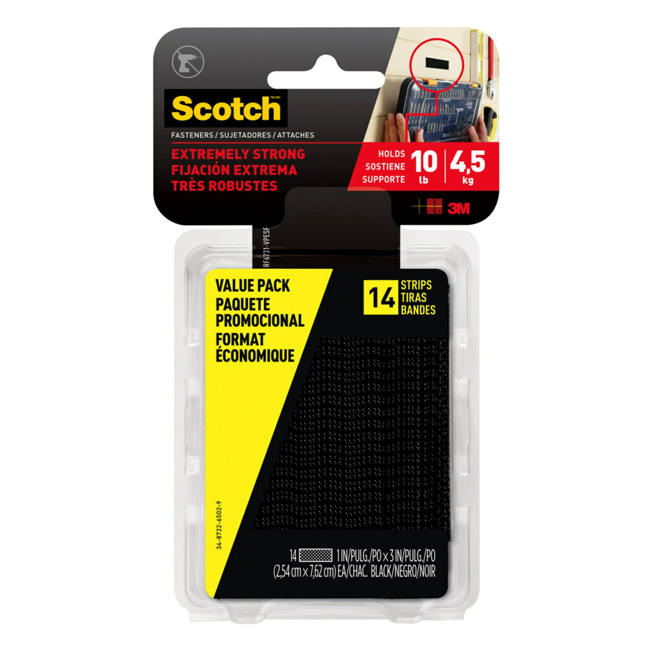 Scotch Clear Hook Loop Fasteners Heavy Duty Holds 10 lbs Size 1 in x 3 in 14 Count Walmart