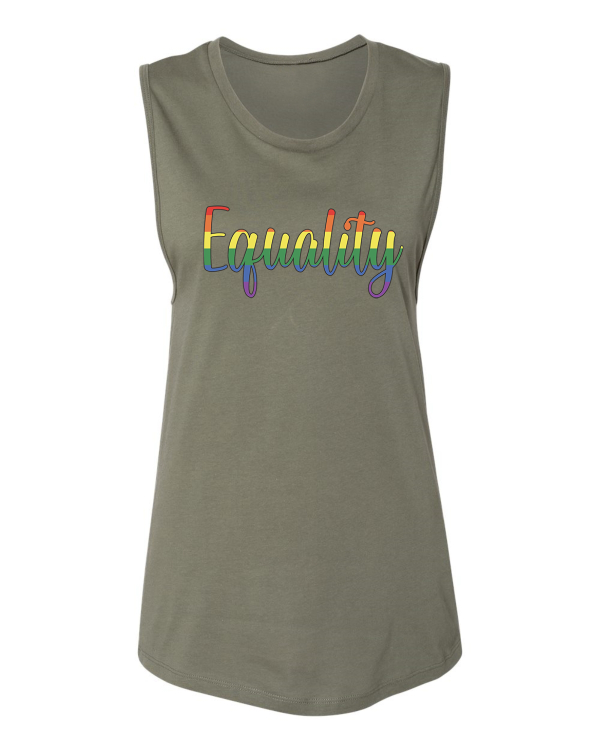 Equality Script Rainbow LGBT Pride Women's Jersey Muscle Tank, Military ...