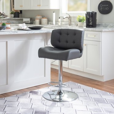 Powell Samuel 24-30" Indoor Adjustable Wood and Metal Swivel Bar Stool ...