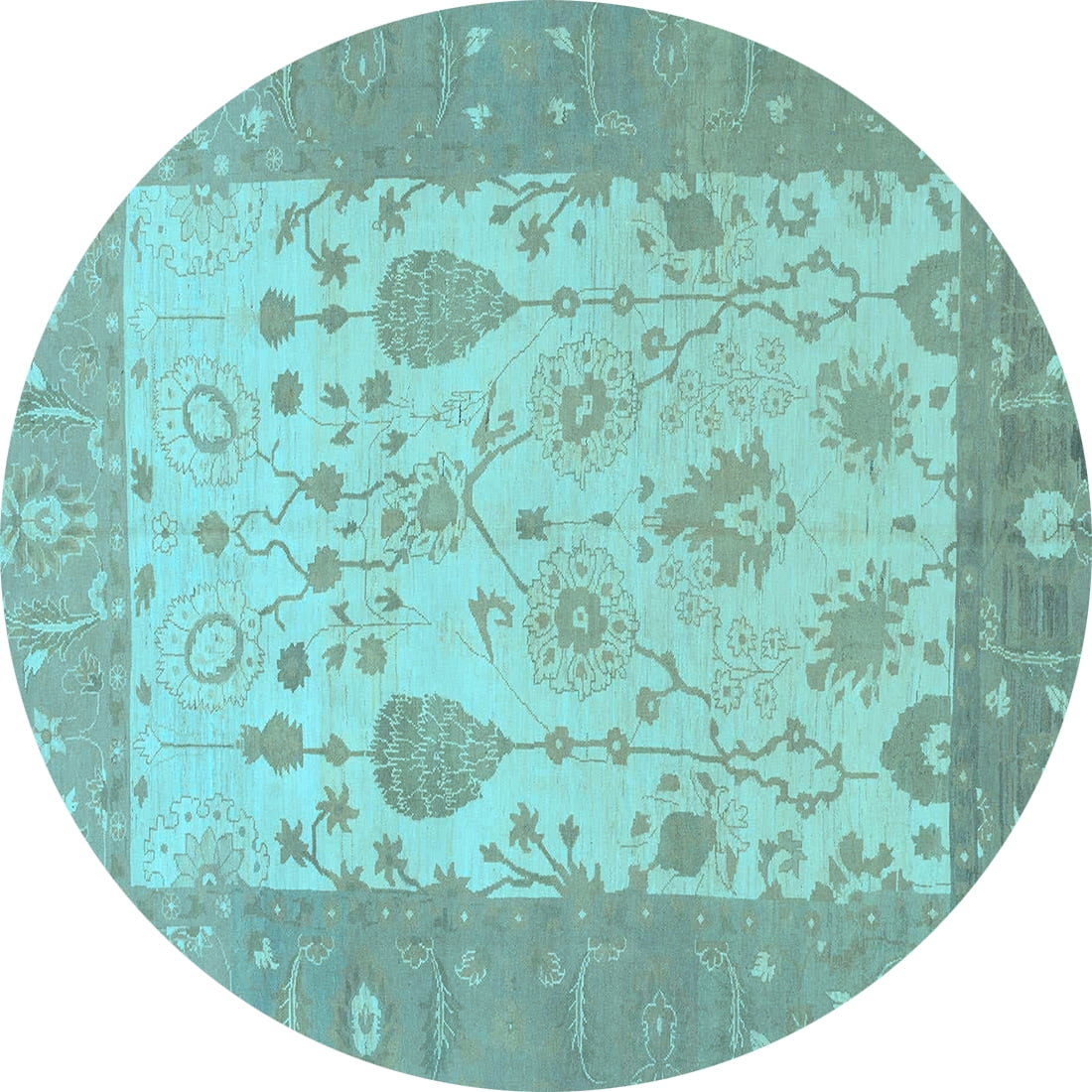Ahgly Company Indoor Round Oriental Light Blue Traditional Area Rugs, 8 ...