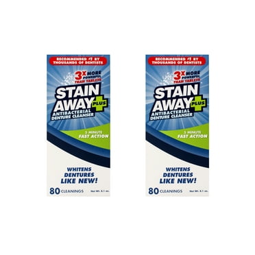 Stain Away Plus Denture Cleanser, 4 Pack, 8.1 Ounce, Whitens ...
