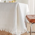 Checkered Pattern Tablecloth Rectangle, Moon White Knitting Fresh Table ...