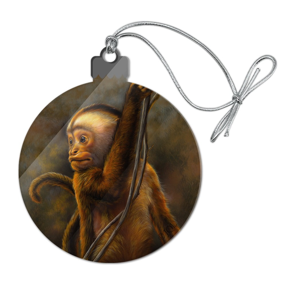Capuchin Monkey Organ Grinder Acrylic Christmas Tree Holiday Ornament ...