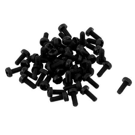 M2 x 5mm Nylon Phillips Cross Pan Head Machine Screws Black 50 PCS ...