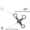 3 Way Barrel Fishing Swivels T-Turn Crossline Swivels,120Pcs Brass T ...