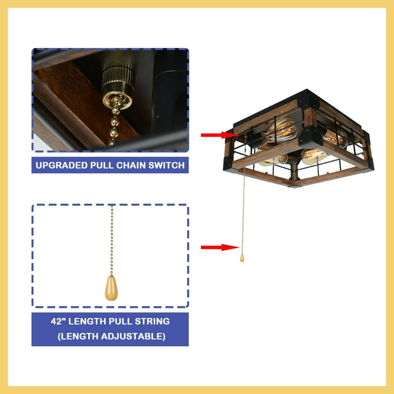 Square Ceiling Light Pull Switch | Shelly Lighting