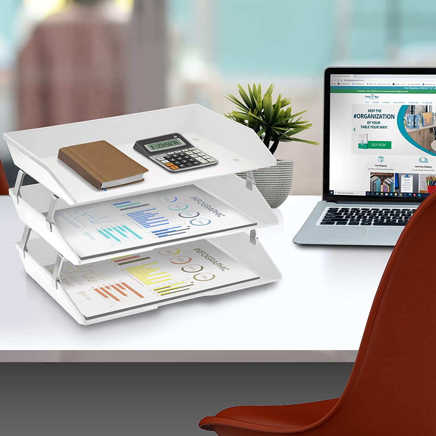 Acrimet Facility 3 Tier Letter Tray Side Load Plastic Desktop File ...