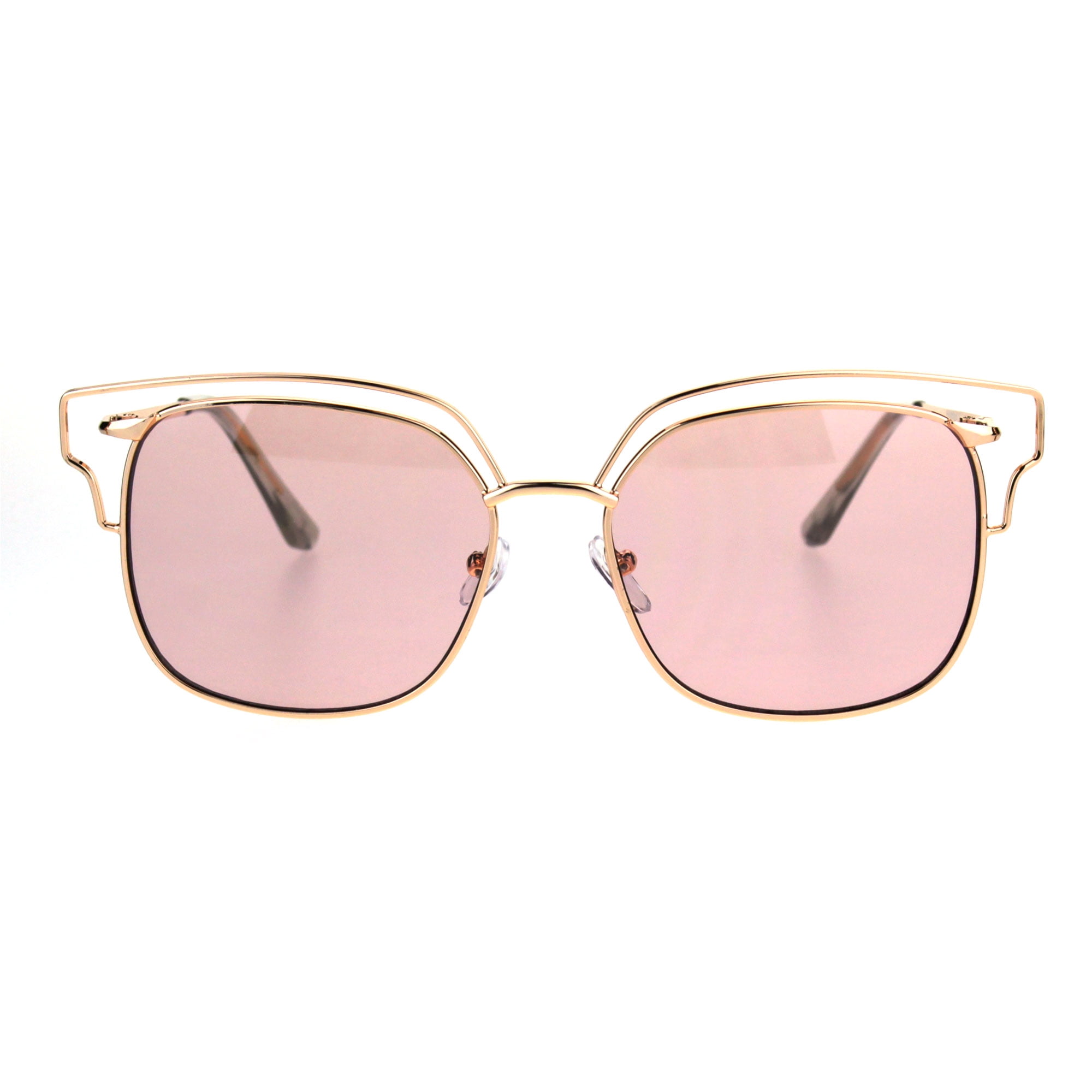 Womens Oceanic Color Lens Wire Half Metal Rim Retro Fashion Sunglasses Pink