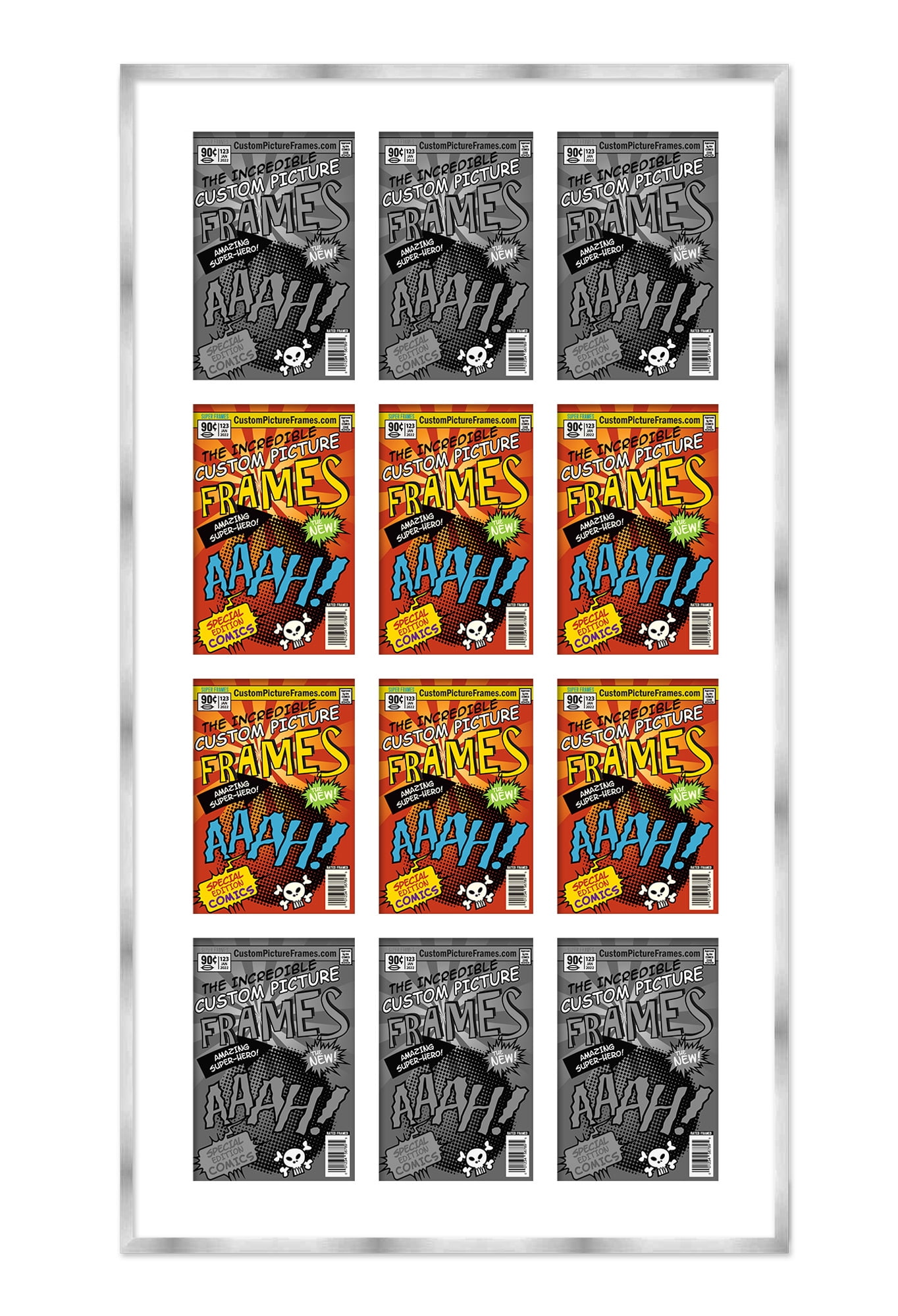 12 Comic Book Frame Silver Collage Comic Book Frame with White Mat to ...