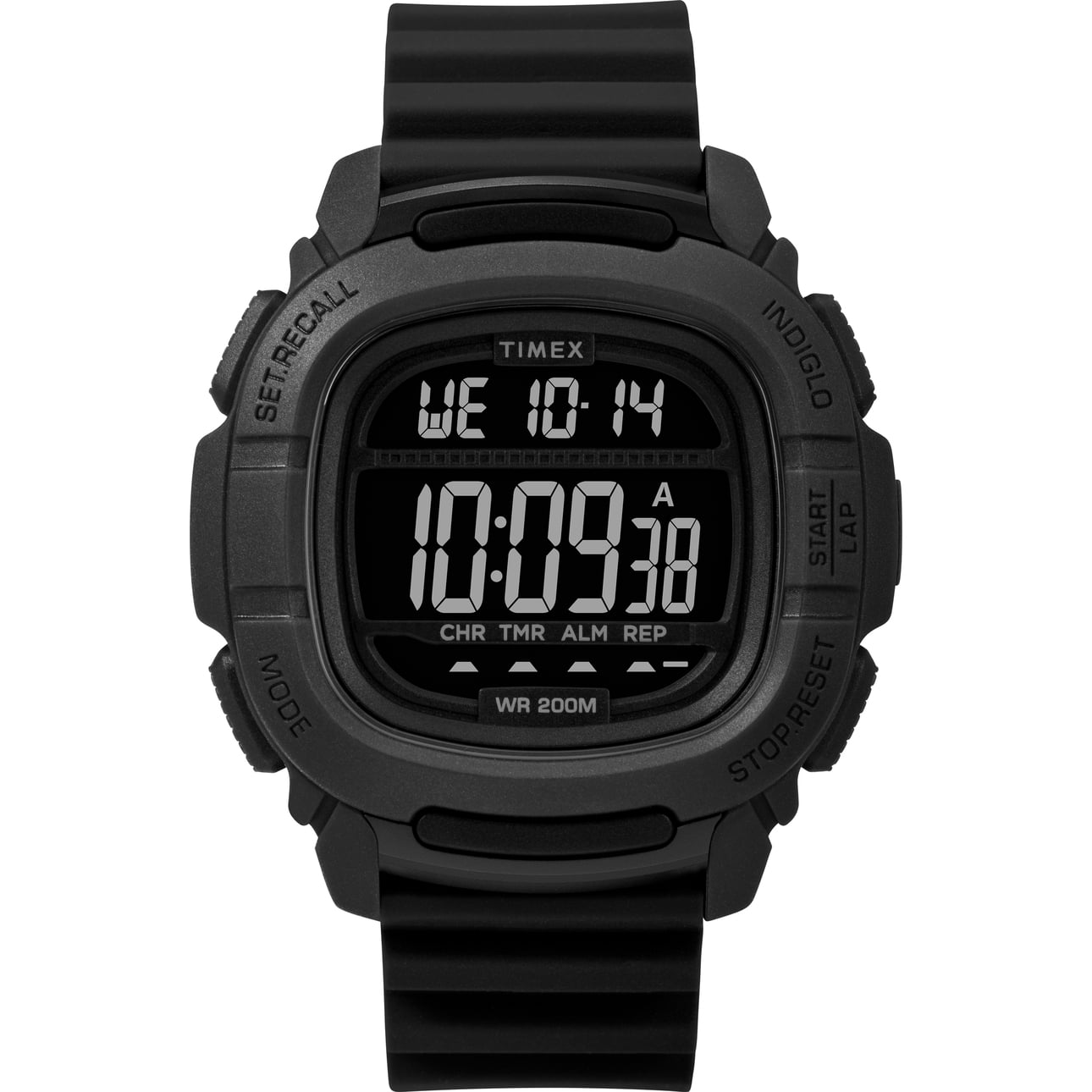 Timex Command Shock Digital CAT Black 47mm Sport Watch, Silicone Strap ...