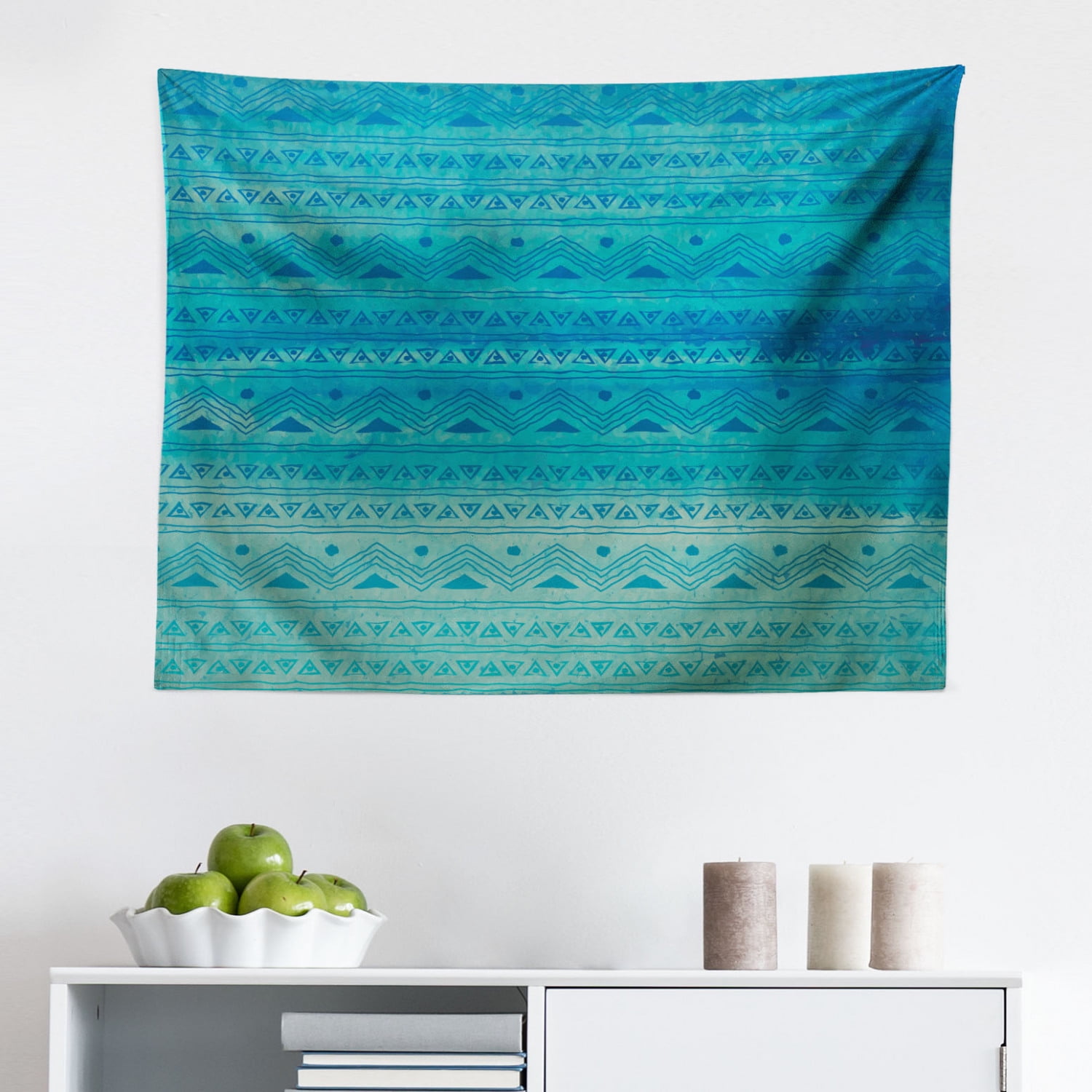 Aqua Ombre Tapestry, Yellow and Aqua Color Palette Color Changes Mosaic ...