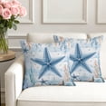 Blue Starfish Pillow Covers Set of 2, Nautical Coastal Shell Bubble ...
