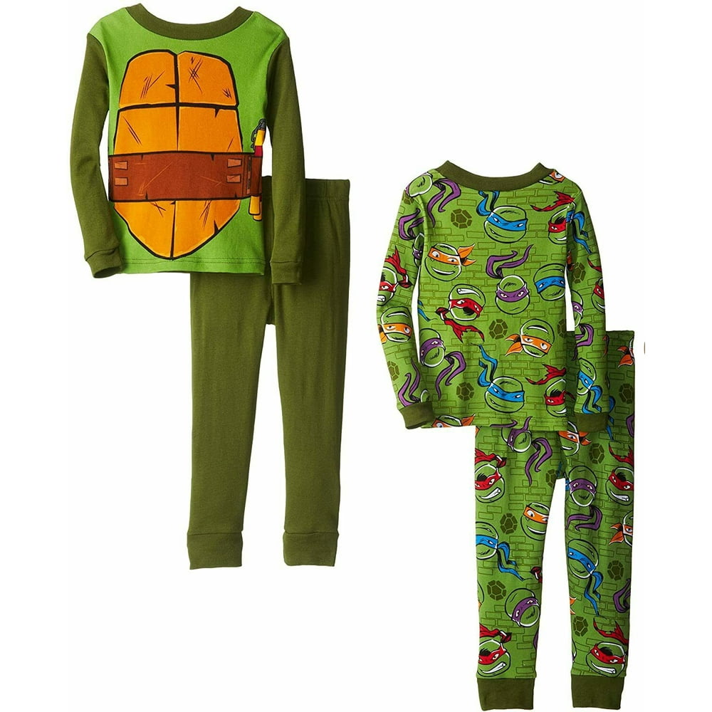 Nickelodeon Teenage Mutant Ninja Turtles 4 PC Long Sleeve Tight Fit Cotton Pajama Set Boy Size 6 ...