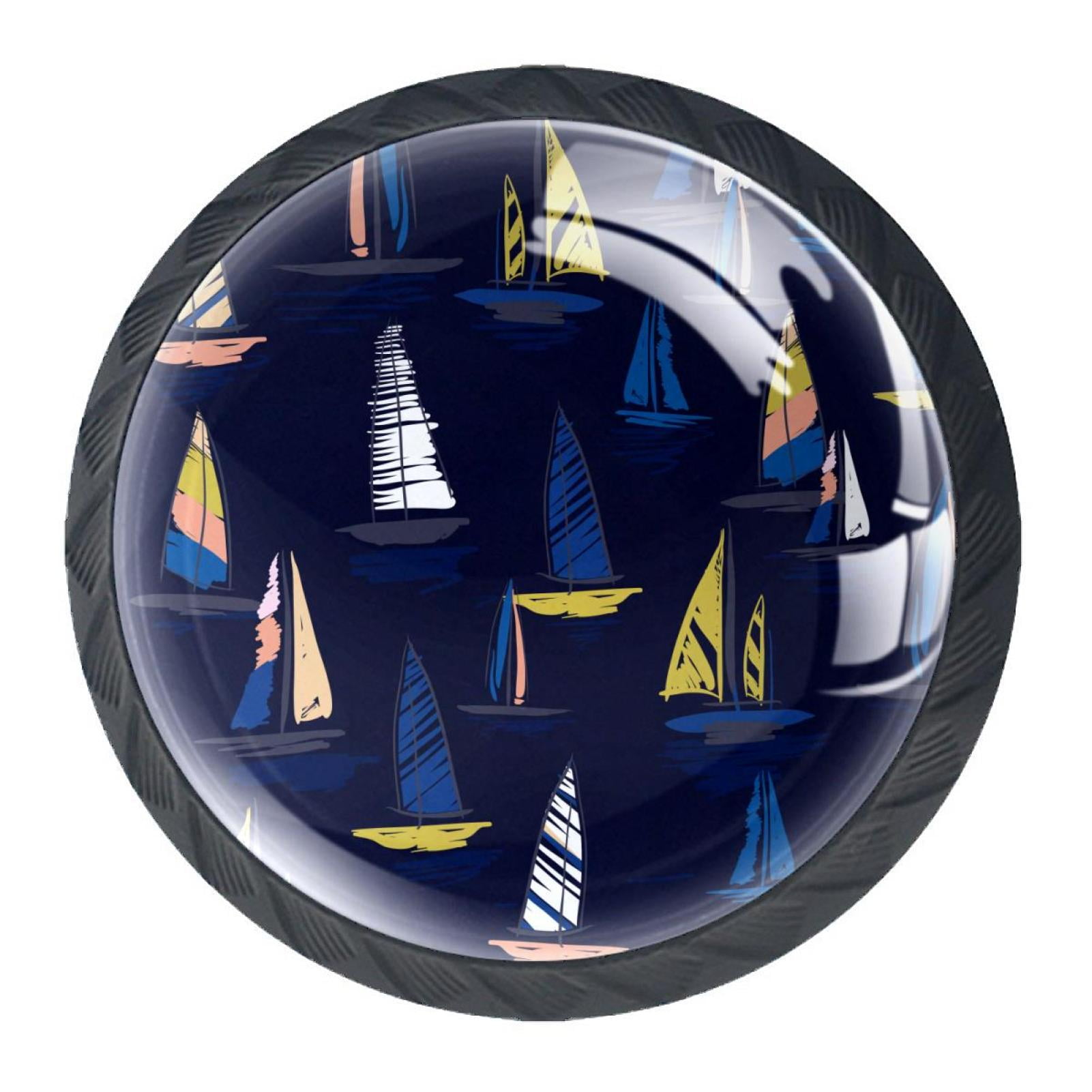 4 Pcs Dark Blue Sailboat Knobs for Kitchen Cabinet Cupboard Dresser ...