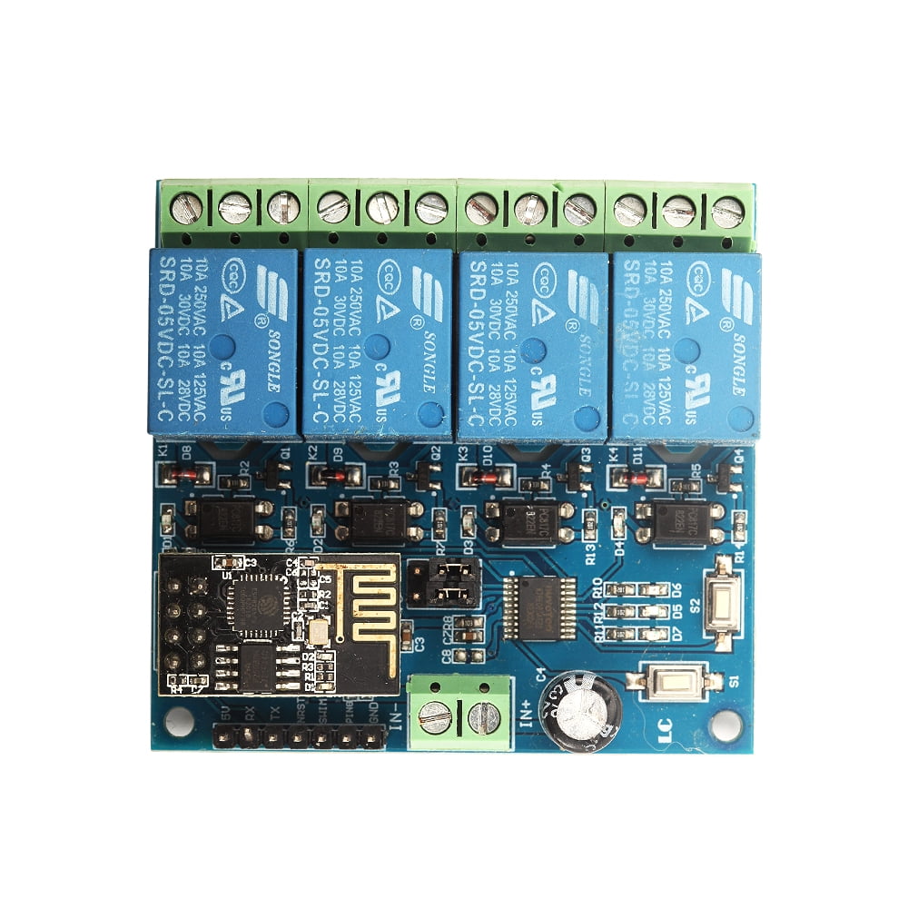 1pcs 4 Channel Relay Module ESP-01 Relay Switch Board DC 12V - Walmart.com