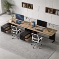 70.8" Executive L Shaped Desk with Power Outlet File Cabinets Drawer ...