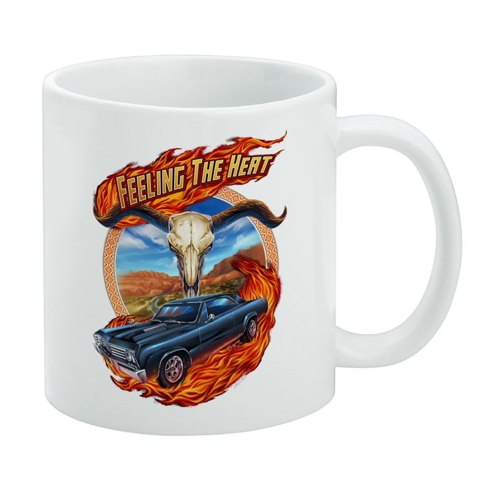 Hot Rod Muscle Classic Car Feeling Heat Steer Skull White Mug - Walmart.com