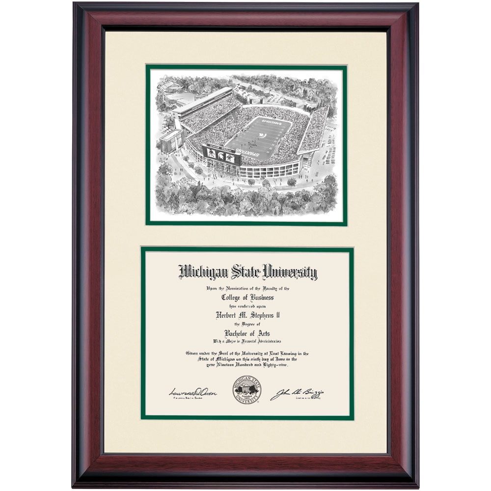 OCM Diploma Frame for Michigan State University MSU, Ivory/Hunter Green ...