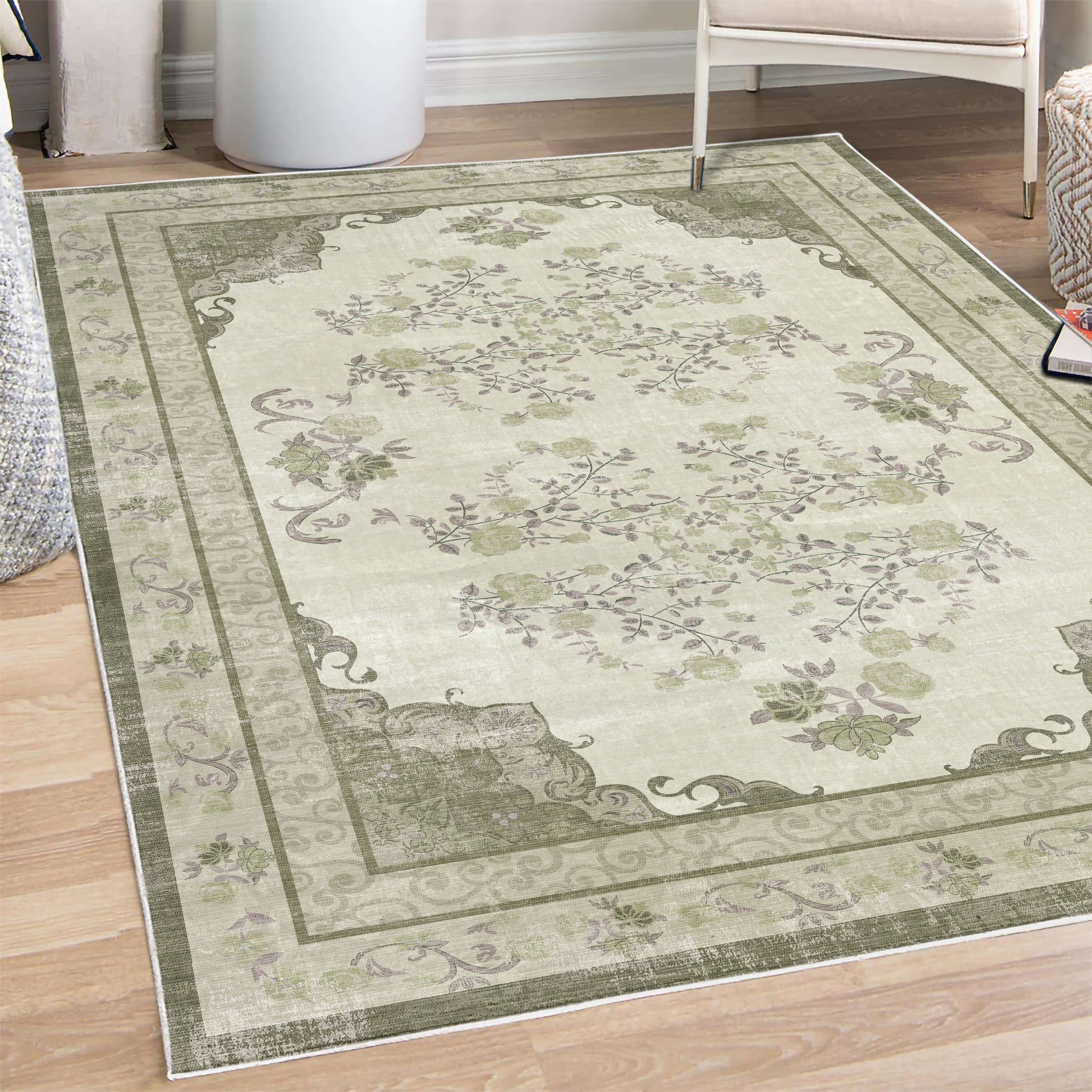Ambesonne Rose Decorative Rug, Vintage Boho Pattern, Quality Carpet ...