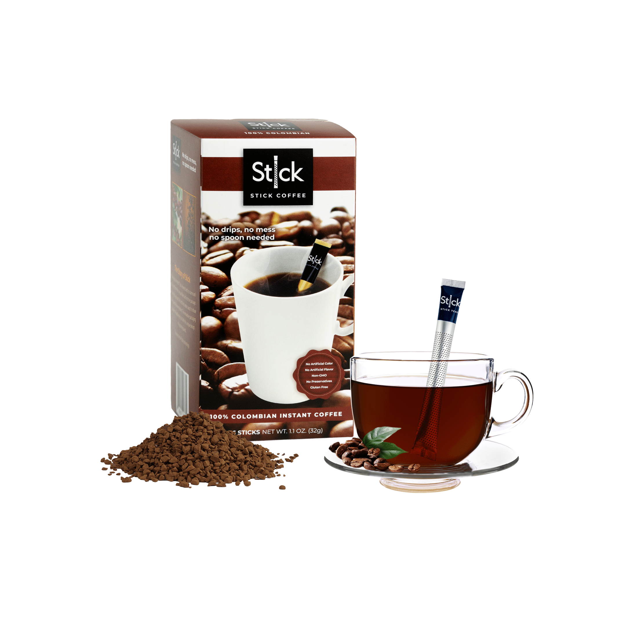 Stick Beverages - Colombian Instant Coffee - 16 Individual Tea Sticks ...