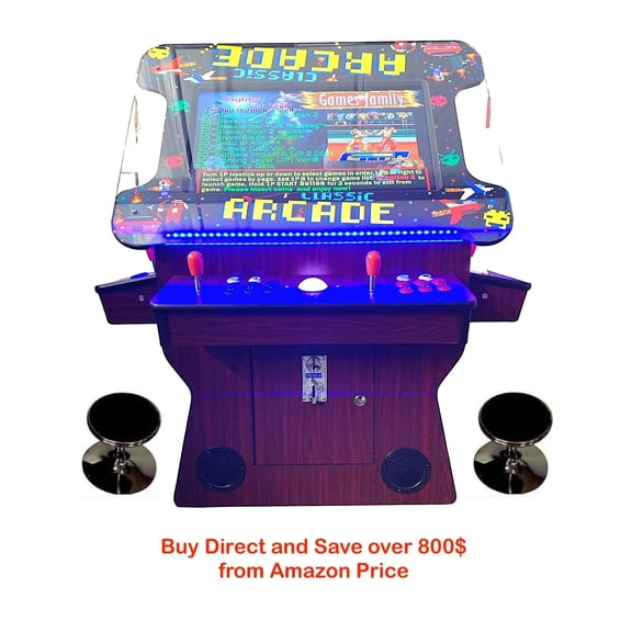 Top Arcade Cabinet Table with Stools: 3505 Games, Retro Multi-cade ...