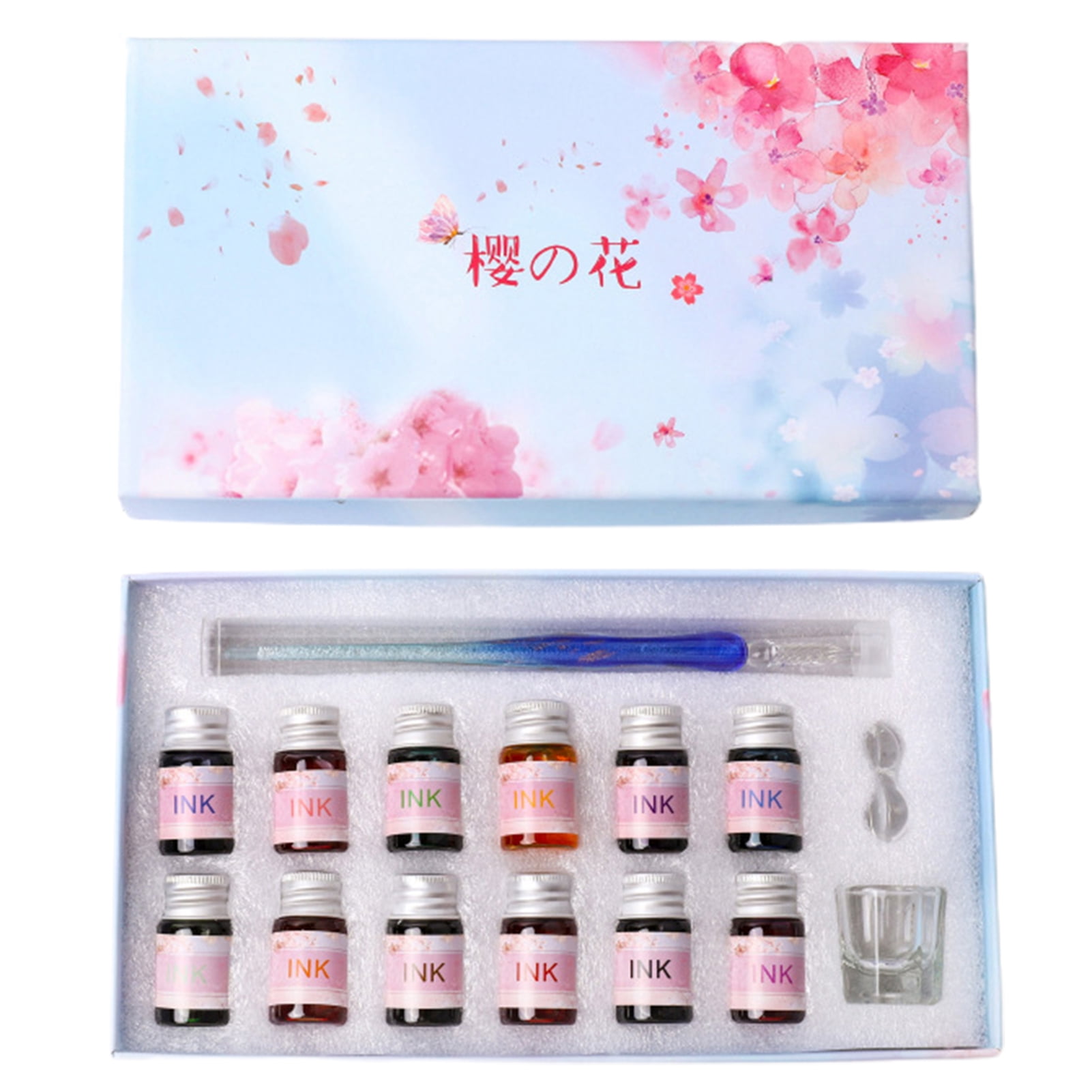 Hesroicy Translucent Cherry Blossom Decor Dip Pen Set - Paillette Print ...