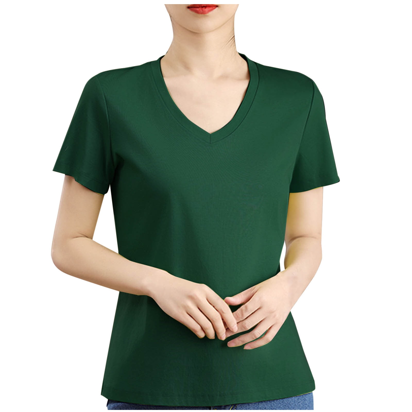 Click here for Olyvenn Womens Summer Silk T-Shirt V-Neck Summer F... prices