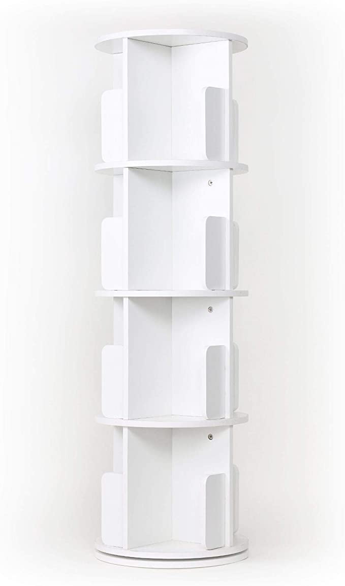 360 Degrees Rotating Bookshelf 4-Tier Multi-Functional Bookshelf ...