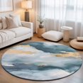 Abstract Cloud Effect Area Rug, Golden Green Marble Texture Non-Slip ...