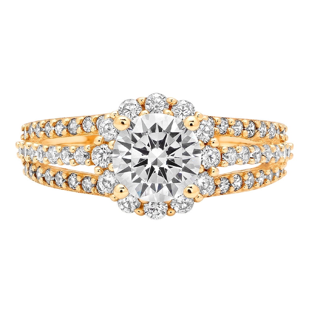 1.76 ct Round Cut Real Genuine Natural Diamond SI1-SI2 I-J 14K Yellow ...