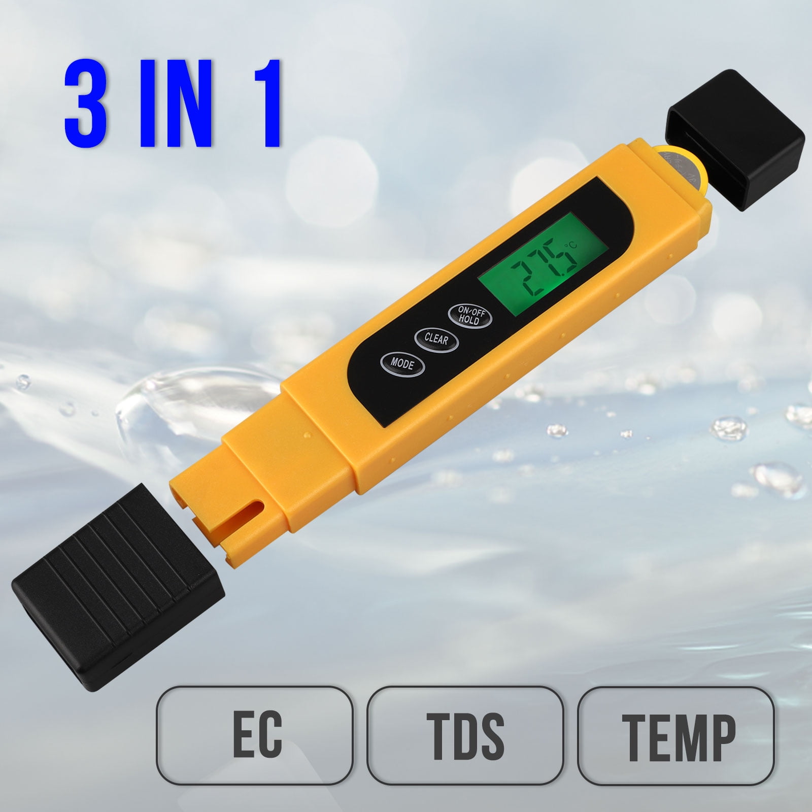 Swimming Pool TDS EC Temperature 3-in-1 with LCD Display for Drinking ...