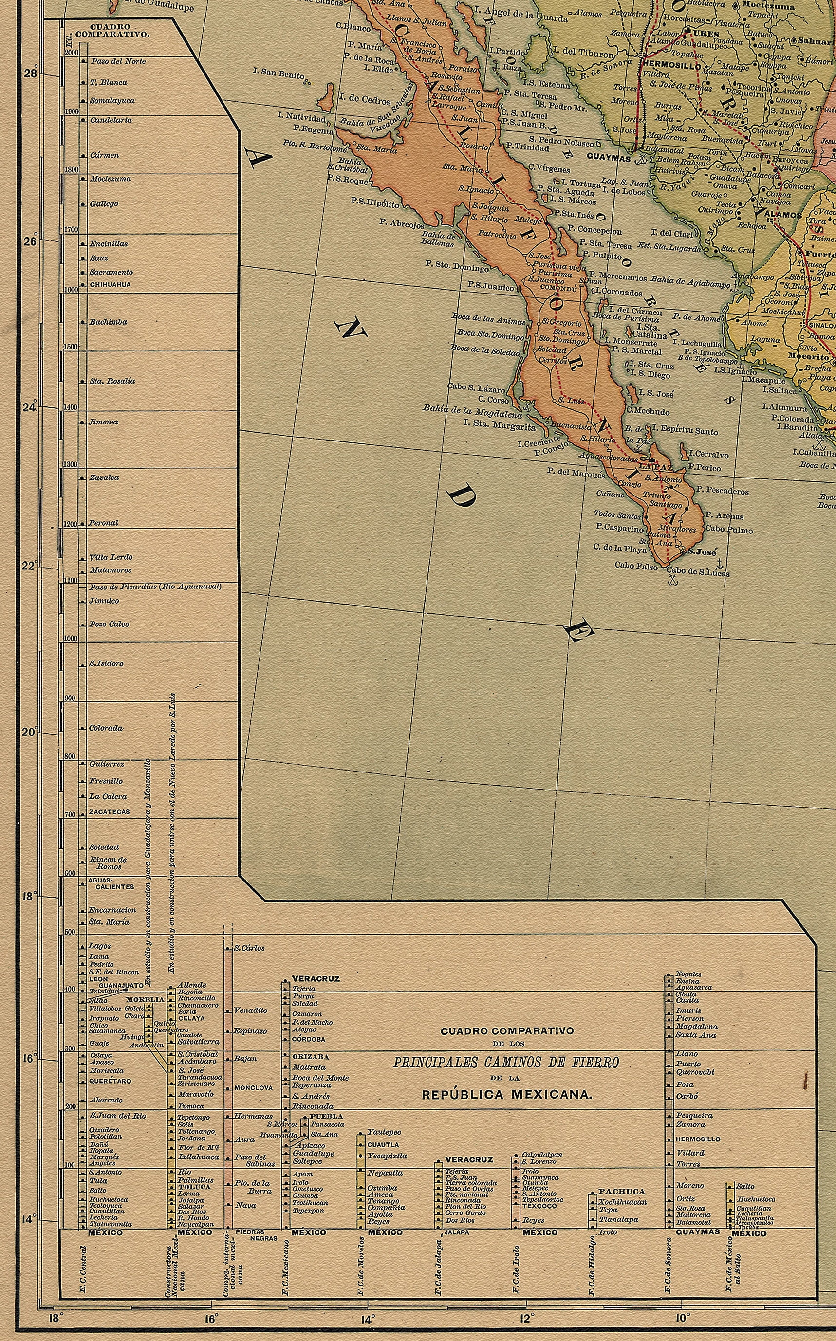 24"x36" Gallery Poster, map of mexico 1884 - Walmart.com
