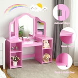 Costway Vanity Table Set Makeup Dressing Kids Girls Study Table Tri ...