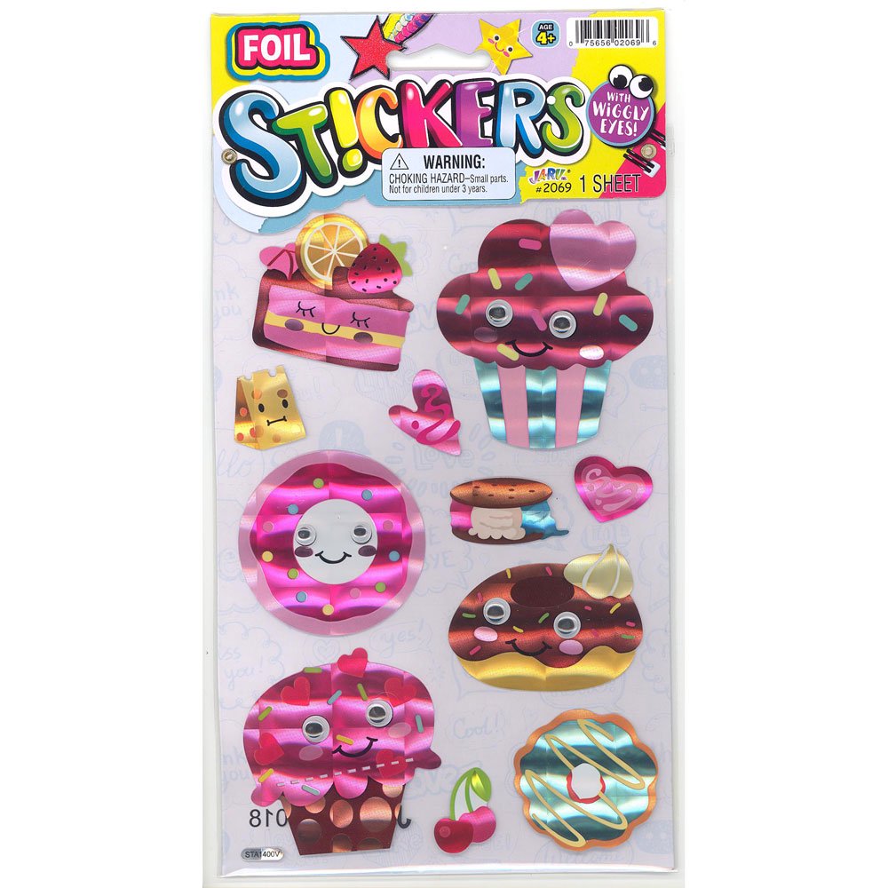 JA-RU Inc. Toys - Foil Stickers with Wiggly Eyes - SWEET STUFF (1 Sheet ...